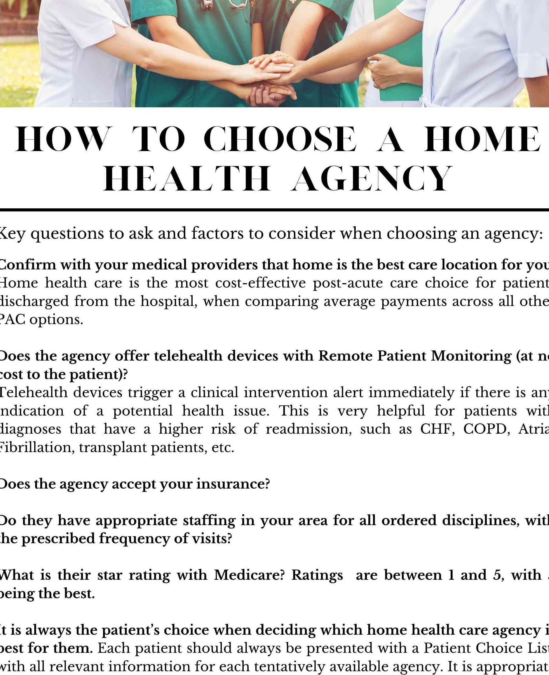 How to Choose a Home Health Agency | Patient Education Handout | Home ...