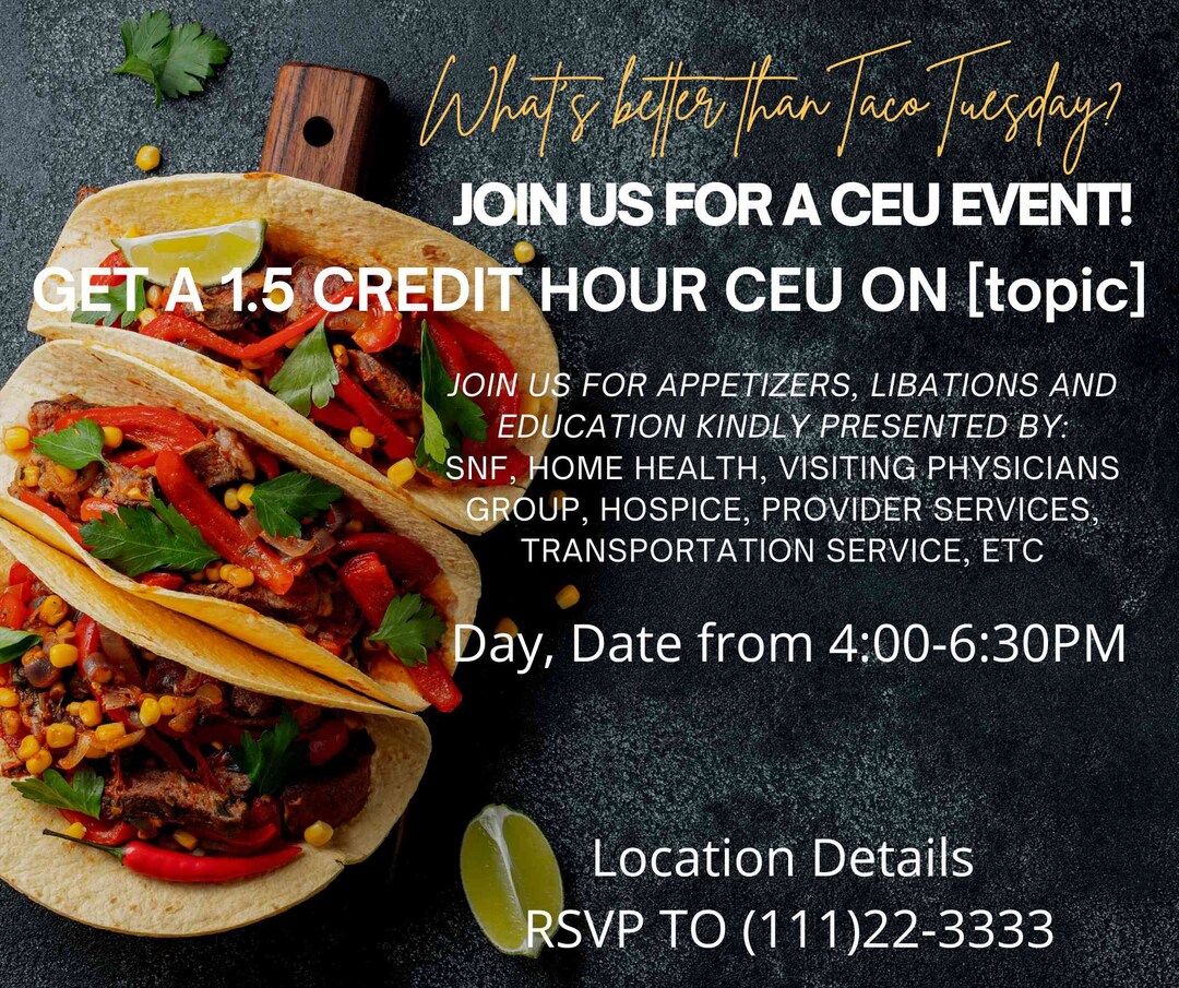 Taco Tuesday Healthcare CEU Invitation Template - Etsy