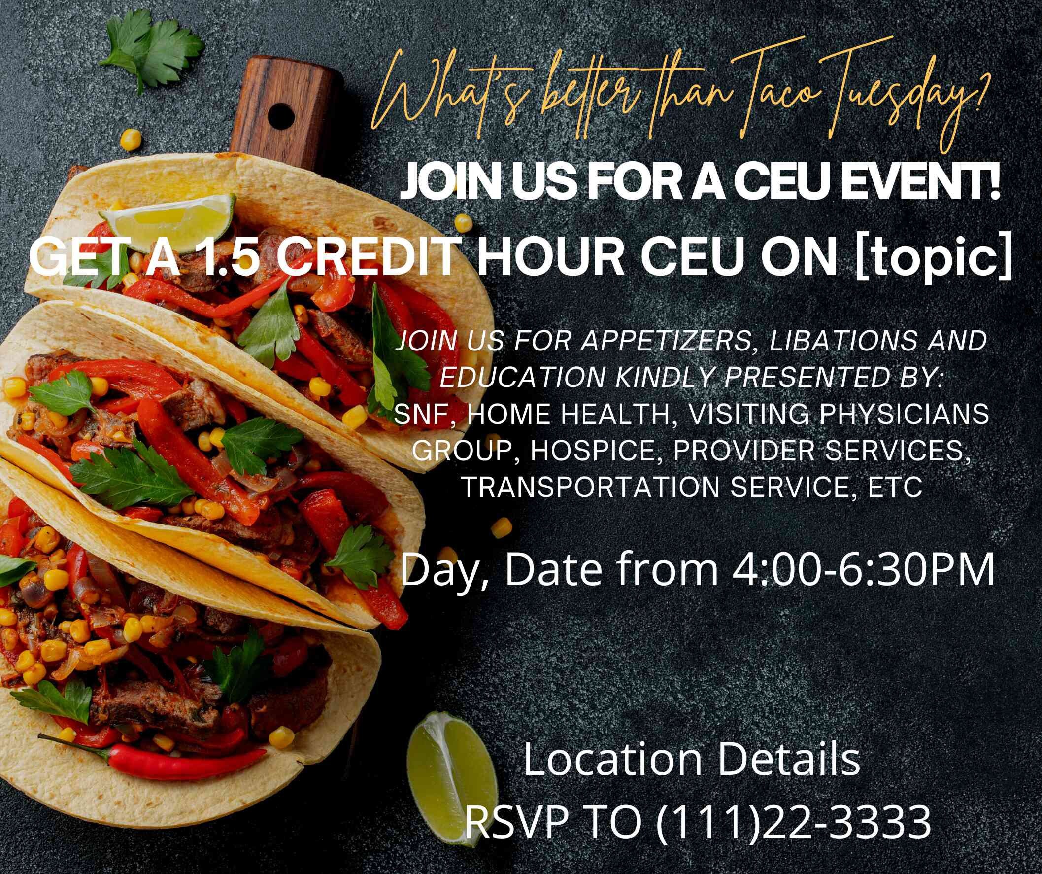 Taco Tuesday Healthcare CEU Invitation Template - Etsy