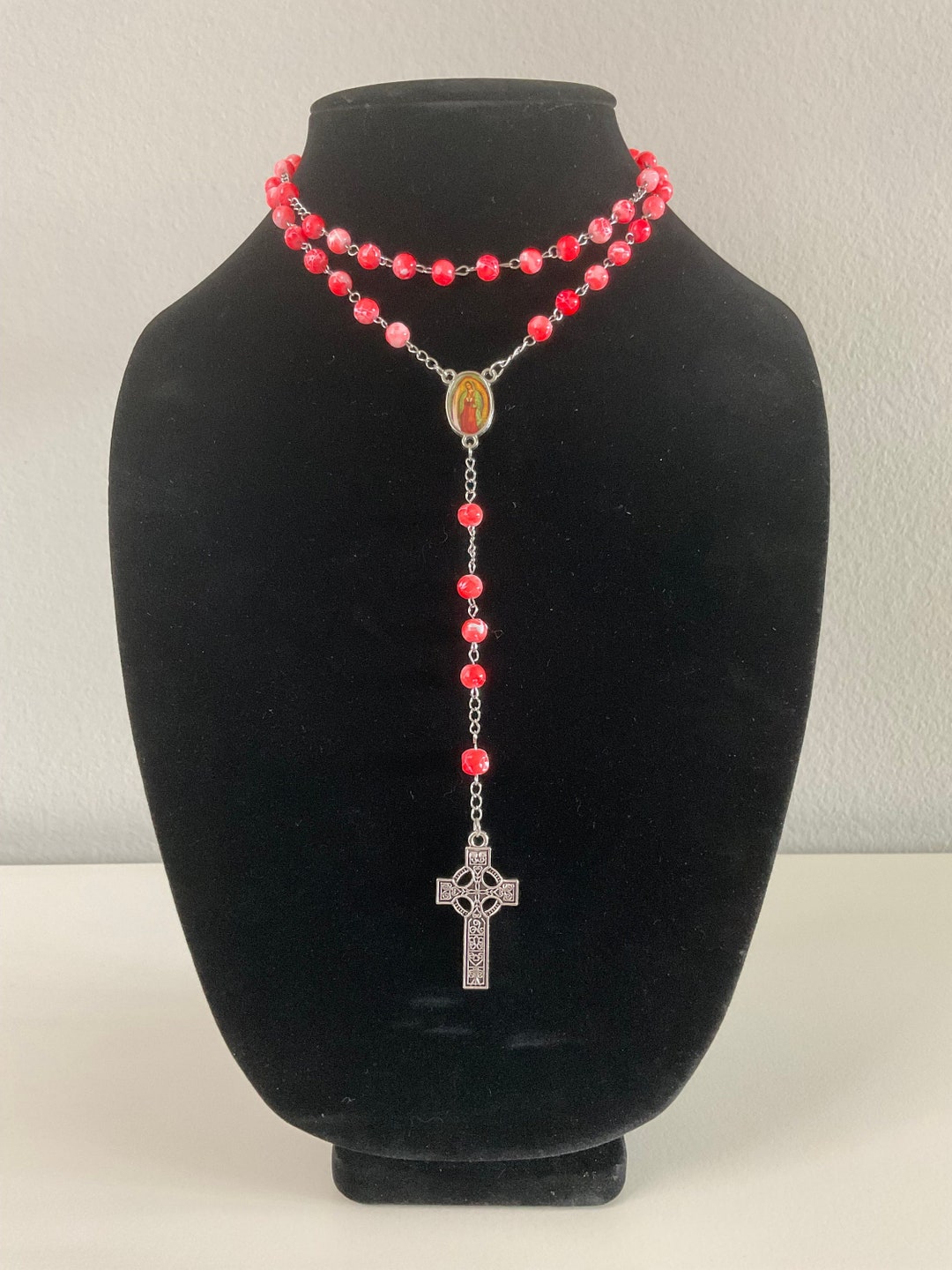 Neon Orange Rosary - Our Lady of Guadalupe- Splatter Paint Edition - Etsy