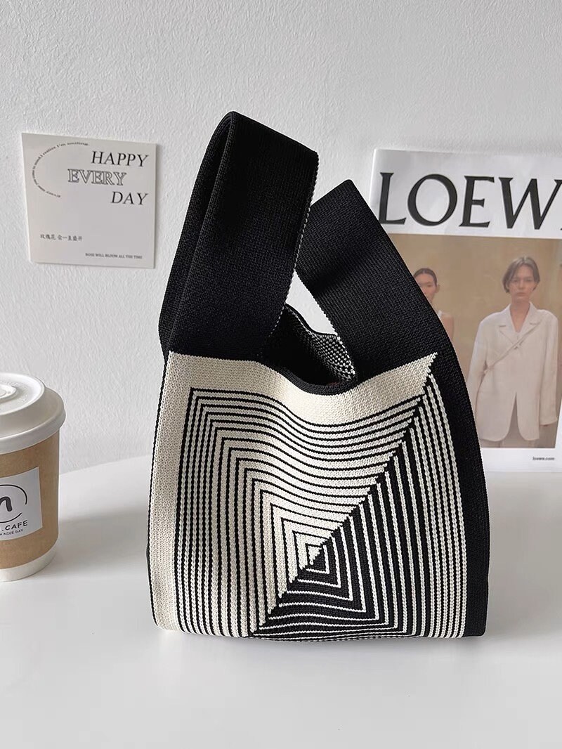 Square Knitted Tote Handbag - Etsy