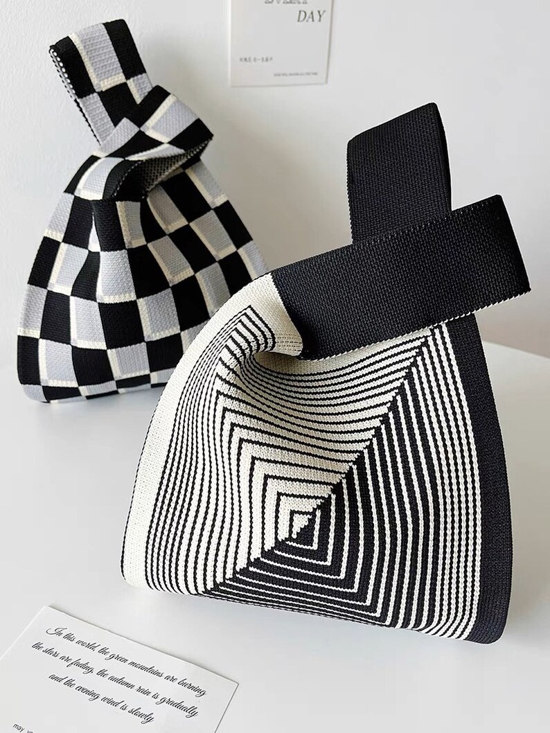 Square Knitted Tote Handbag - Etsy