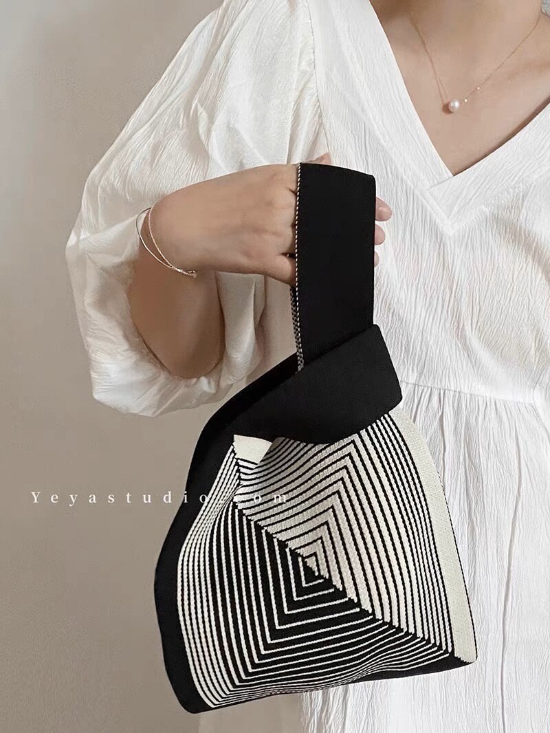 Square Knitted Tote Handbag - Etsy