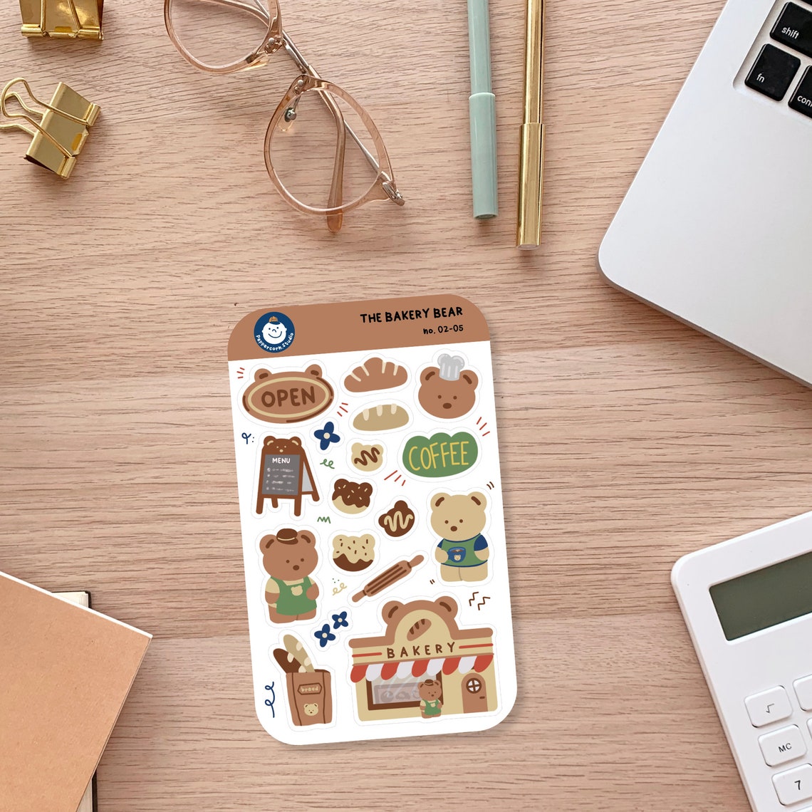 The Bakery Bear Sticker Sheet Cute Deco, Journal, Scrapbooking Sticker ...