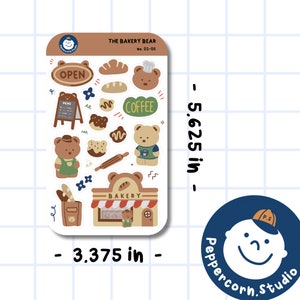 The Bakery Bear Sticker Sheet Cute Deco, Journal, Scrapbooking Sticker ...