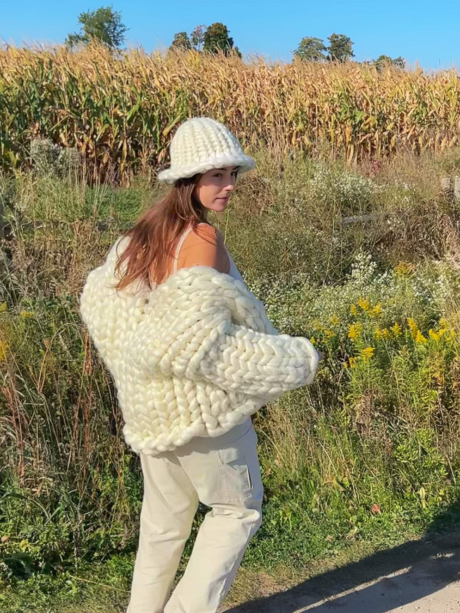 Chunky Knit Cardigan Oversized Cream Sweater - Etsy