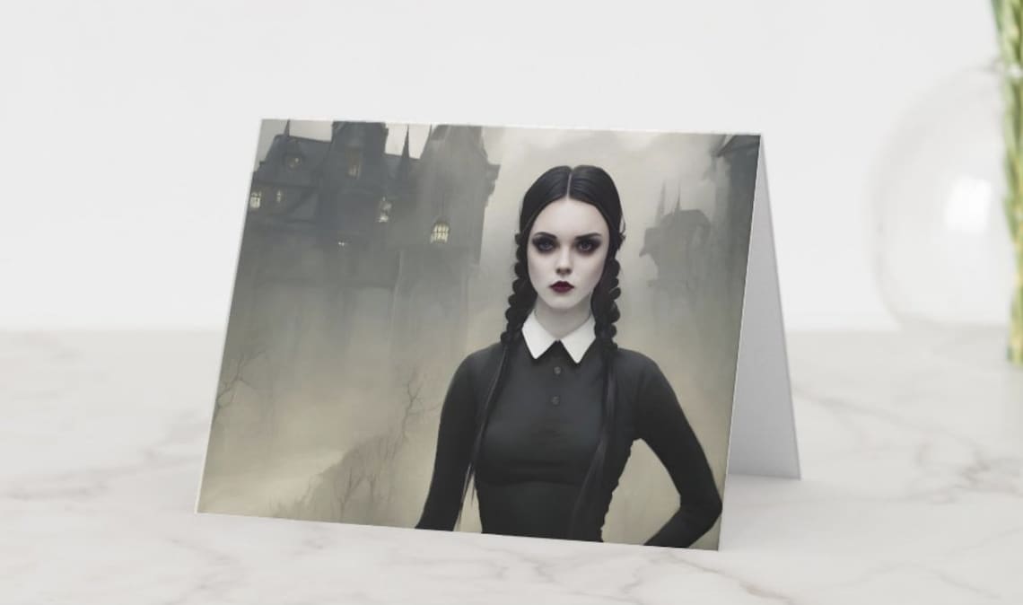 Rare Smile Birthday Card Wednesday Addams Unique Dry Humor Sister ...