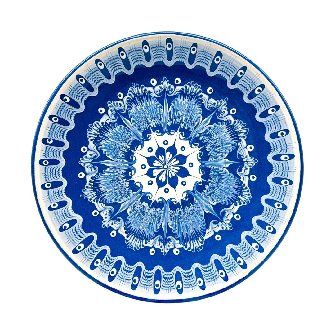 Vintage Krassi Troyan Pottery Plate, Hand Painted Bulgarian Redware ...