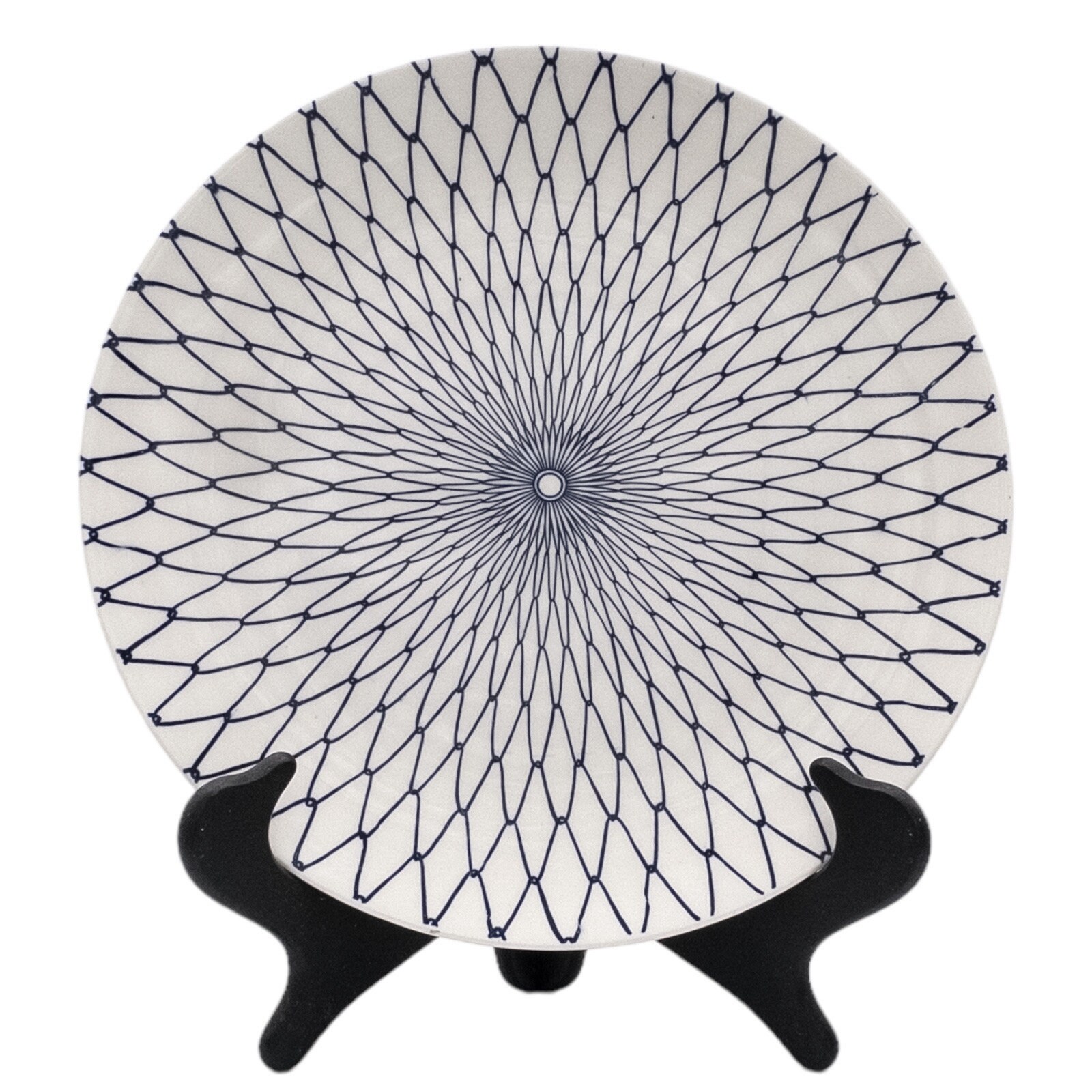 Vintage Japanese Mino Ware Fishnet Porcelain Platter Display Plate Blue ...