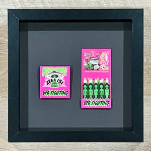 UFO Matchbook Shadowbox **feature Alien Matches, Mover & Shaker** Black ...