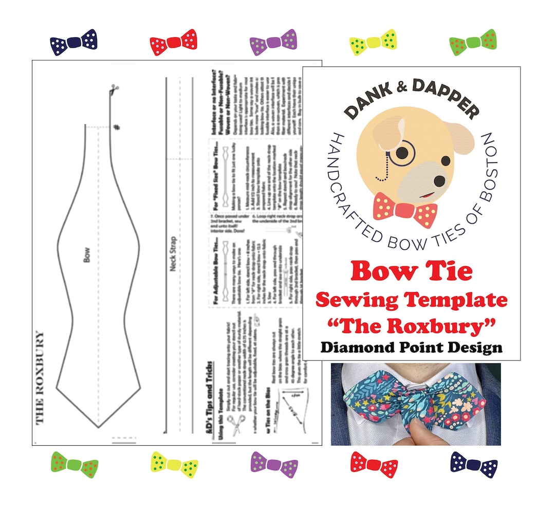 Diamond Point Bow Tie Sewing Template + Instructional Guide (digital ...