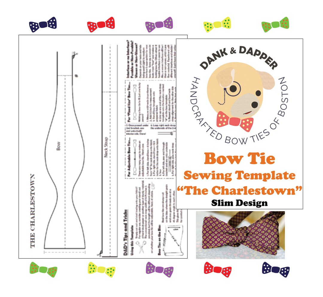 Slim Bow Tie Sewing Template + Instructional Guide (digital Pdfs ...