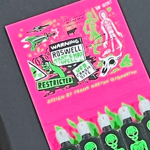 UFO Matchbook Shadowbox **feature Alien Matches, Mover & Shaker** Black ...