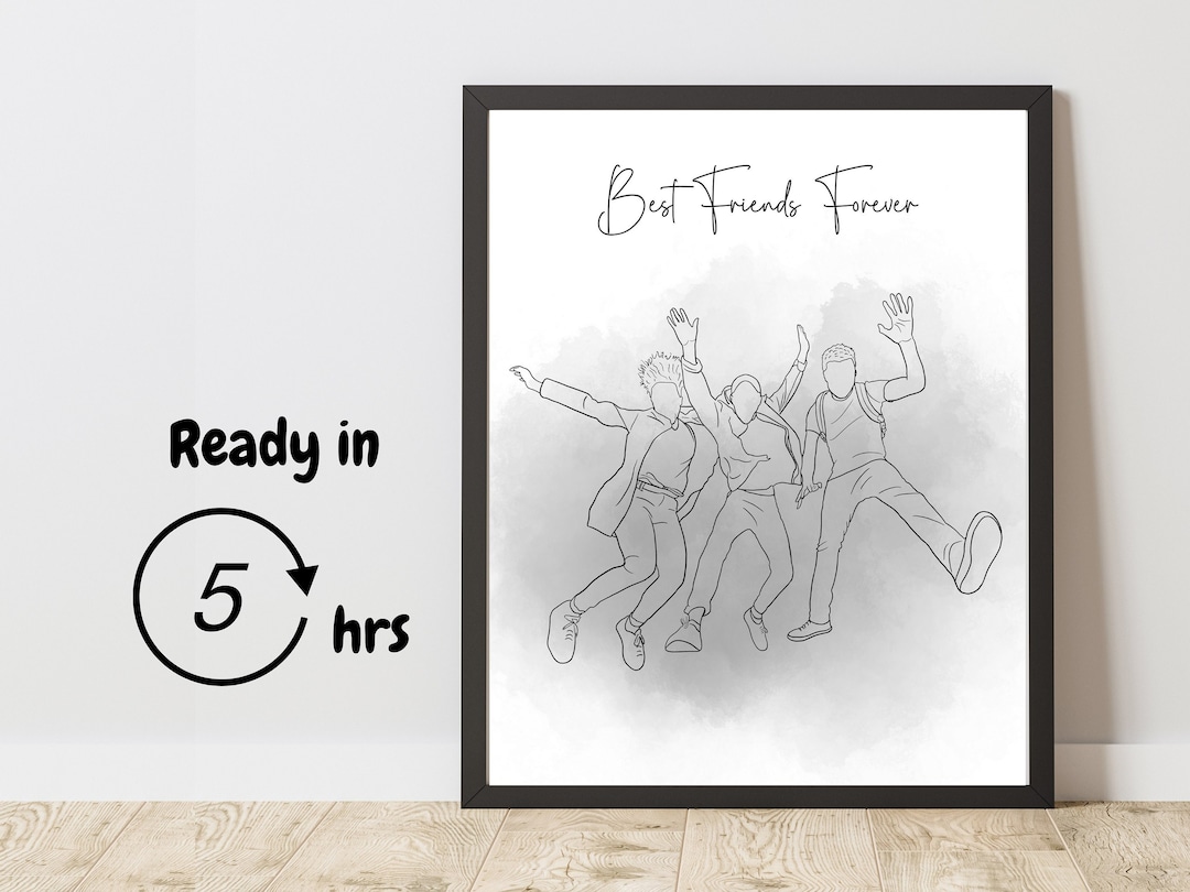 Custom Line Drawing Personalised Best Friend Print Gift for Friends ...