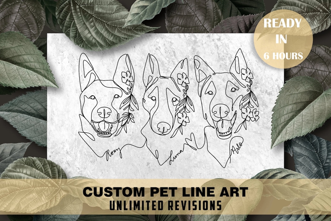 Dog Line Art, Pet Line Drawing, Custom Line Art, Single Line Drawing ...
