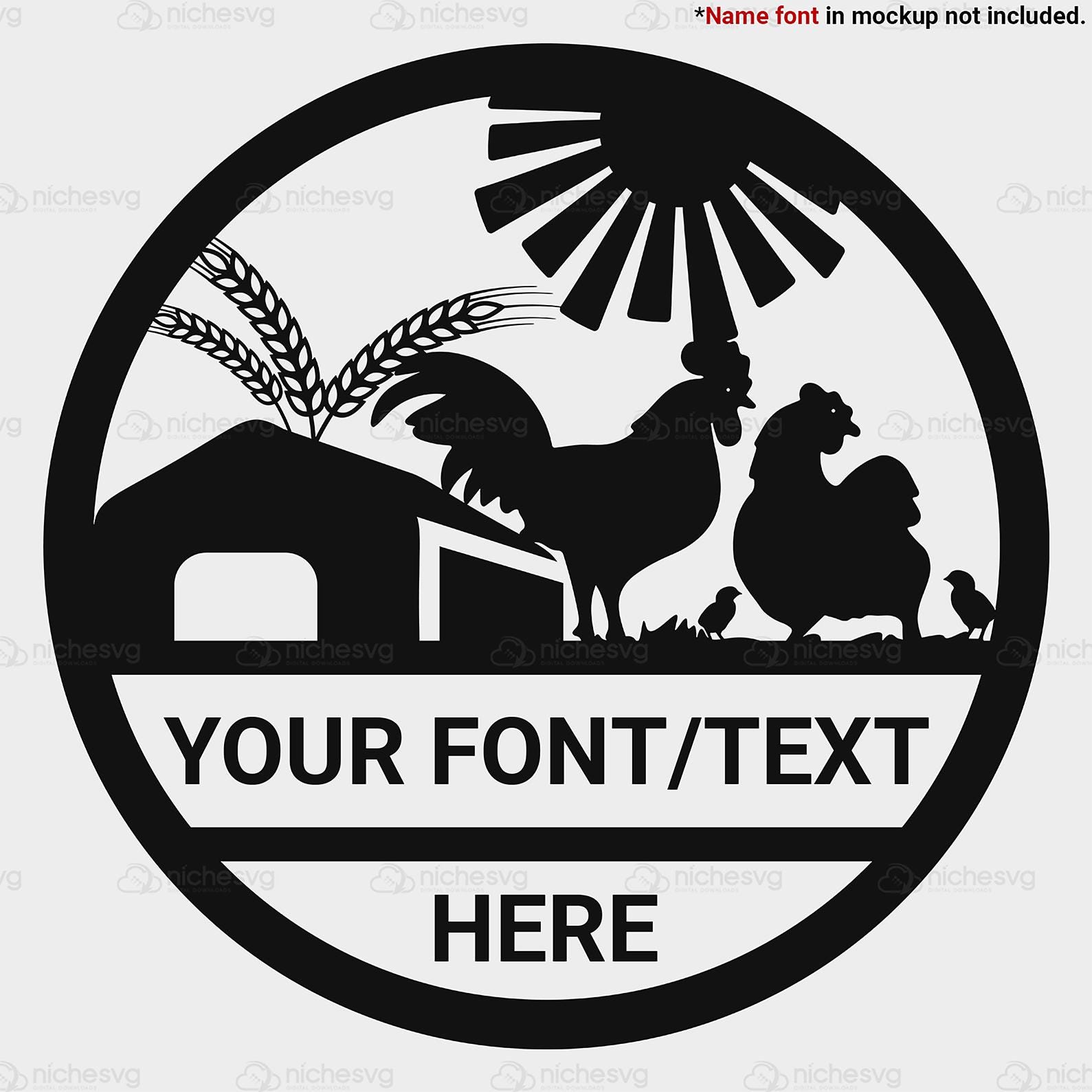 Chicken Monogram SVG, DXF, PNG, Poultry Farm Cut File, Farm Clipart ...