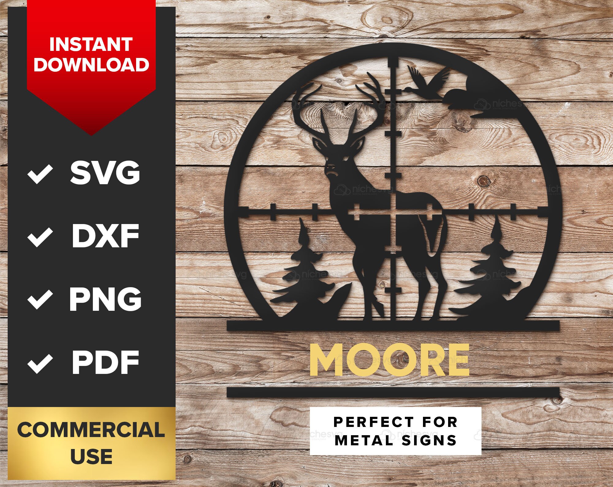 Deer Scope Monogram SVG, DXF, PNG, Hunting Monogram Cut File, Digital ...
