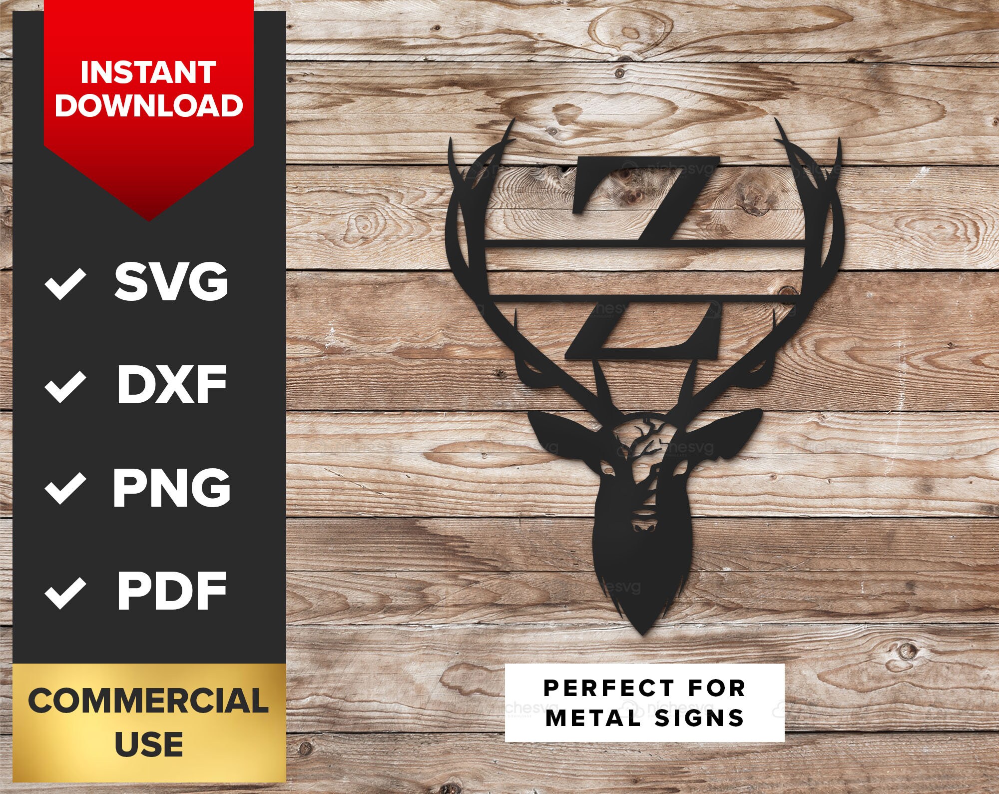 Deer Monogram Letters SVG, PNG, DXF, Deer Letters Cut File, Antler ...