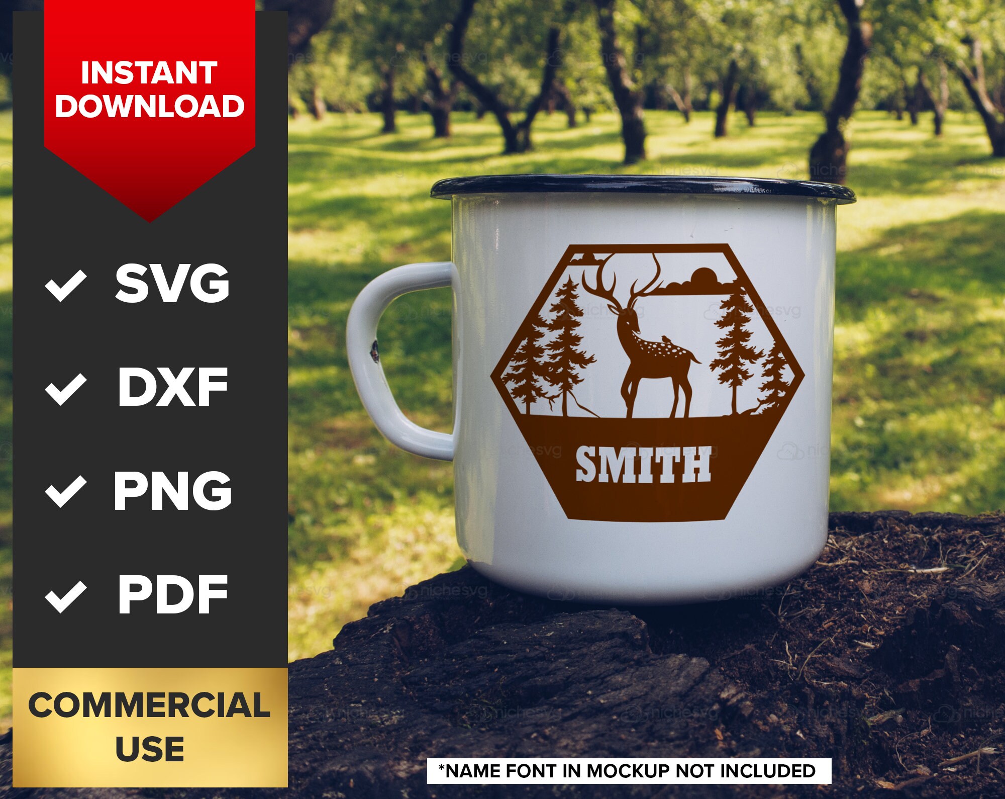 Deer Monogram SVG, DXF, PNG Cut File, Deer Svg, Buck Svg, Hunting ...