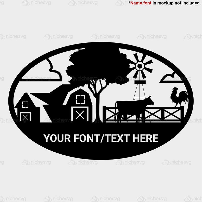 Farm Monogram SVG, DXF, PNG, Farm Monogram Cut File, Barn Monogram Cut ...