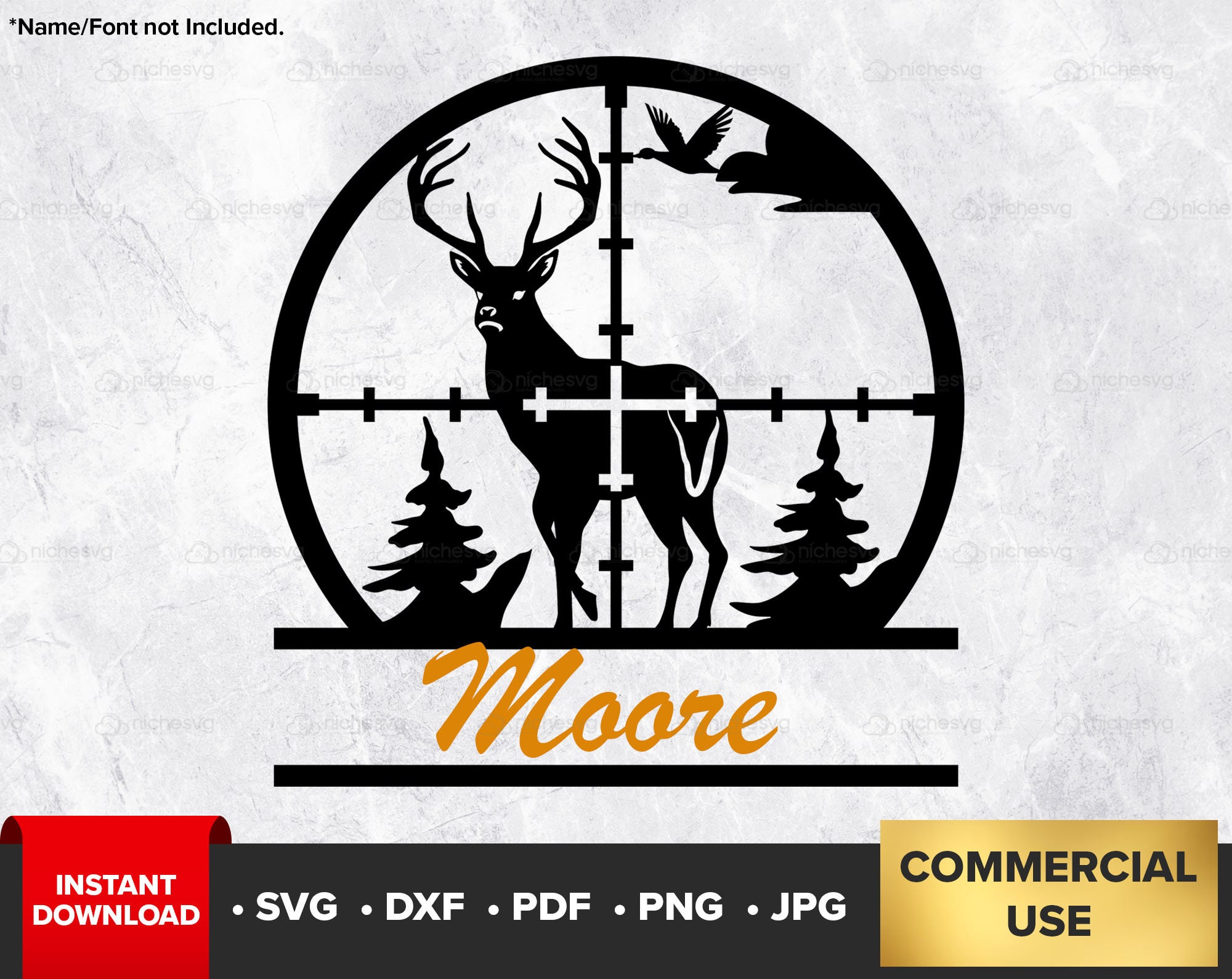 Deer Scope Monogram SVG, DXF, PNG, Hunting Monogram Cut File, Digital ...