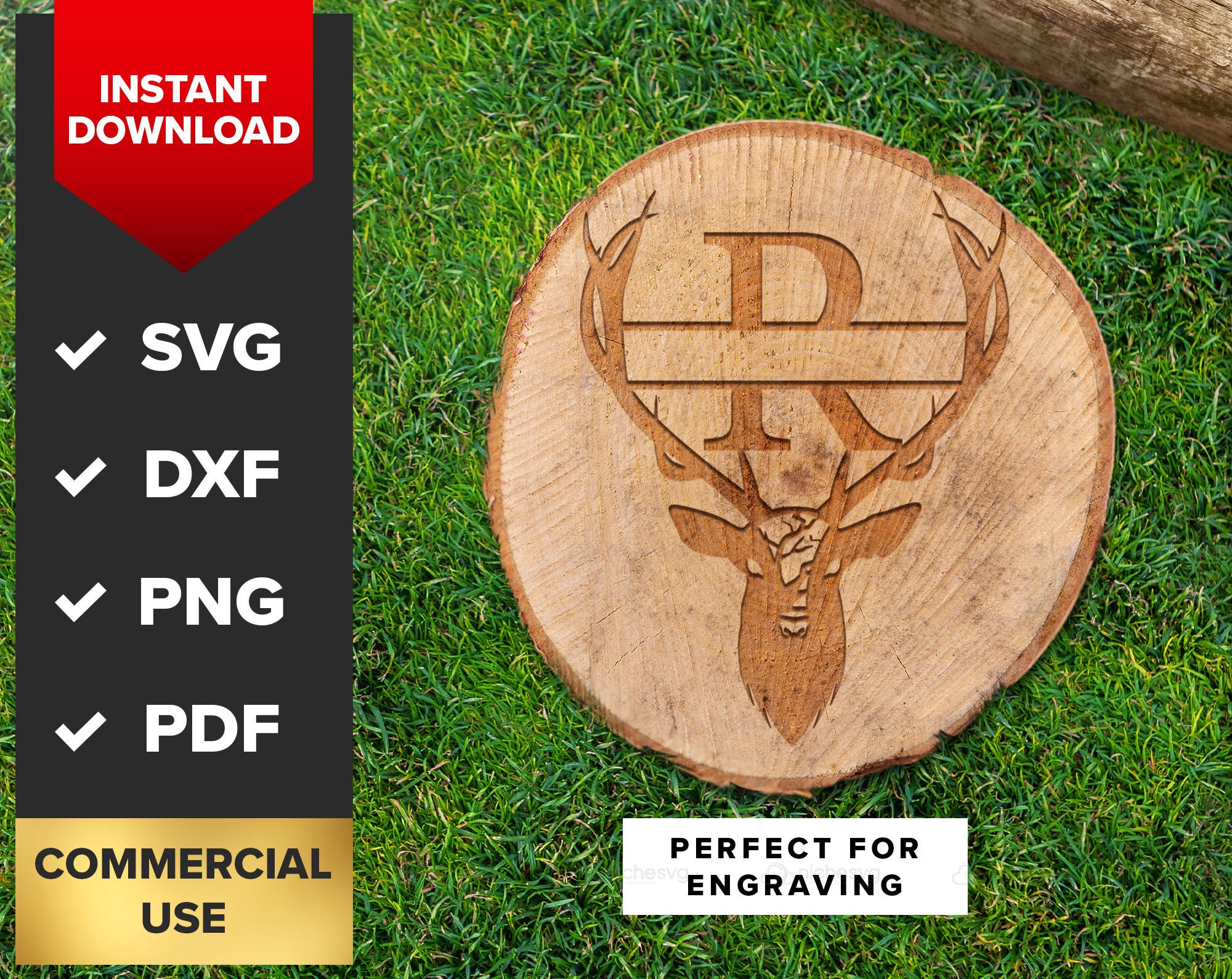 Deer Monogram Letters SVG, PNG, DXF, Deer Letters Cut File, Antler ...