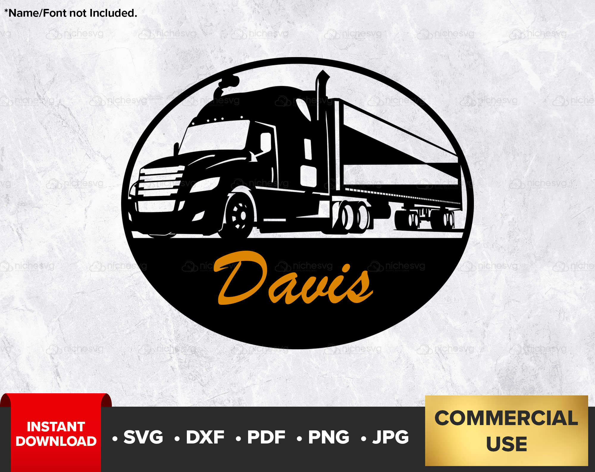 Semi-trailer Truck Monogram SVG DXF PNG Truck Cut File - Etsy