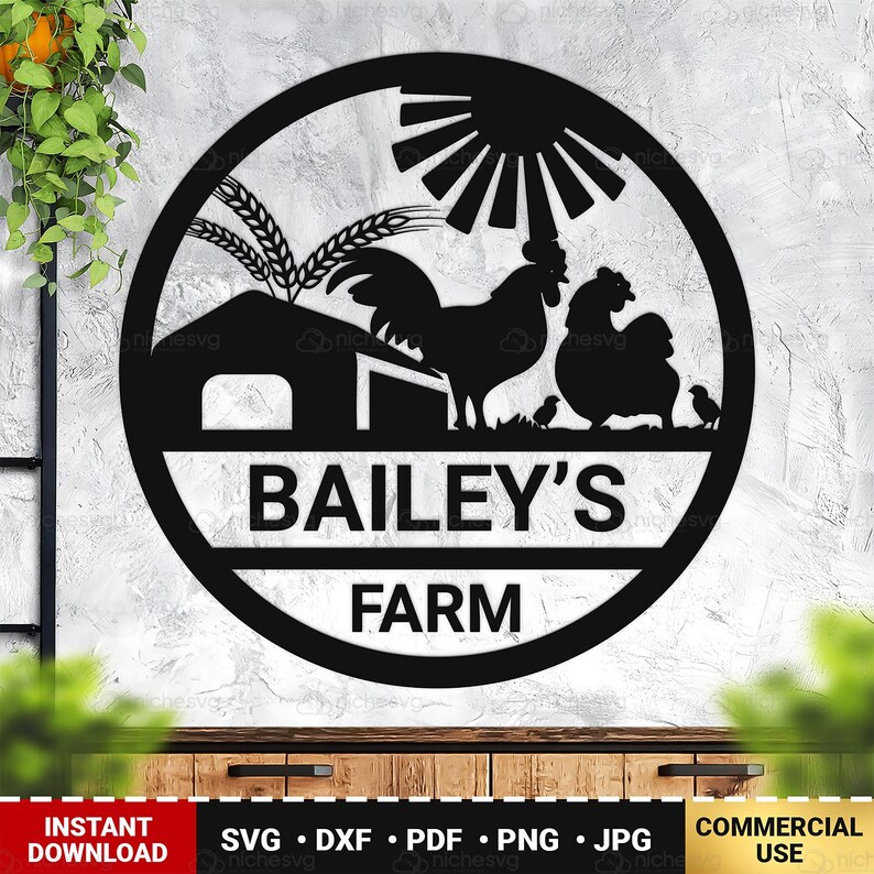 Chicken Monogram SVG, DXF, PNG, Poultry Farm Cut File, Farm Clipart ...