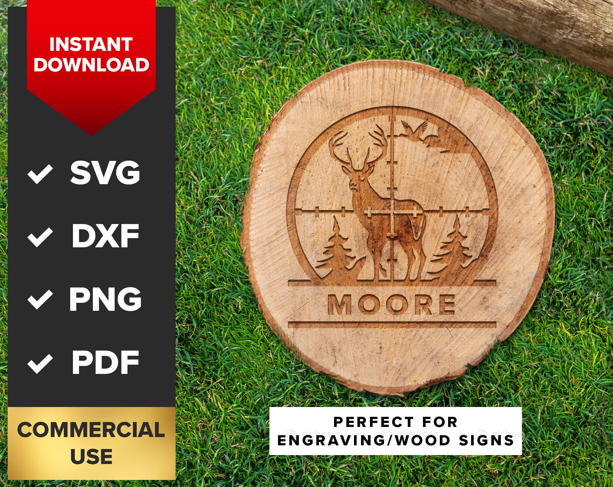 Deer Scope Monogram SVG, DXF, PNG, Hunting Monogram Cut File, Digital ...