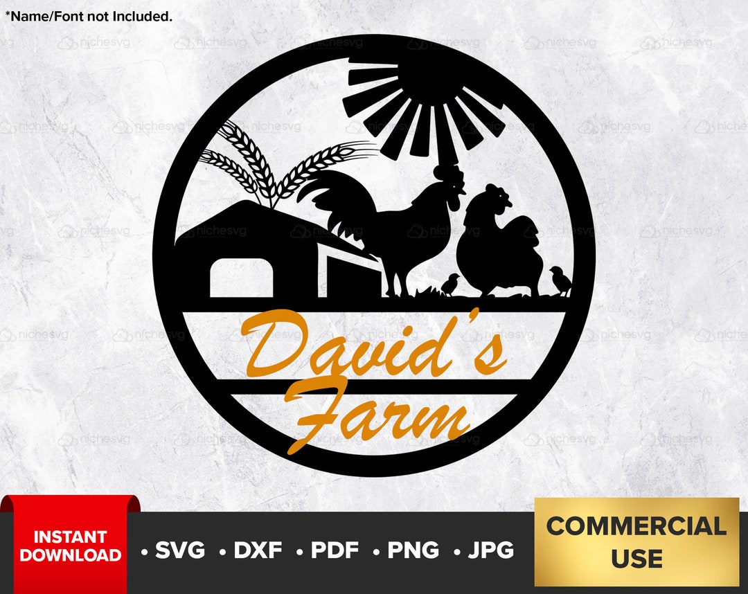 Chicken Monogram Svg Dxf Png Poultry Farm Cut File Farm Clipart Cricut Silhouette Chicken
