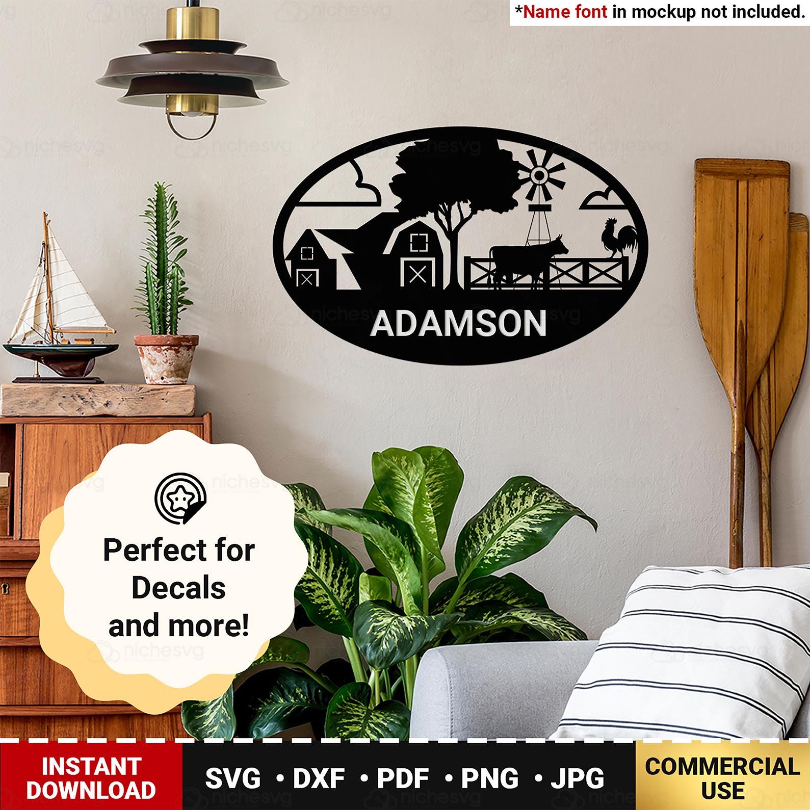 Farm Monogram SVG, DXF, PNG, Farm Monogram Cut File, Barn Monogram Cut ...