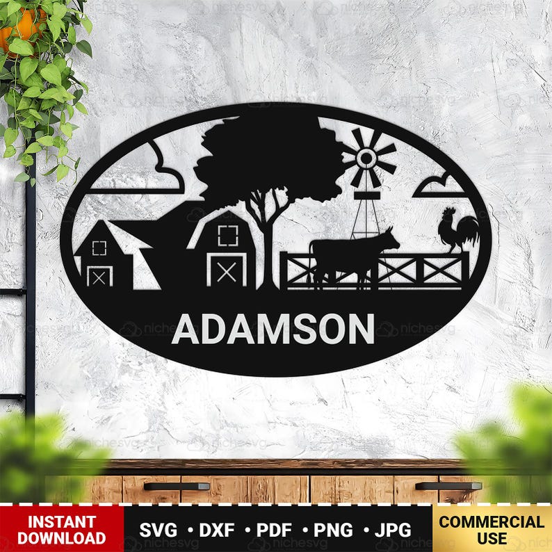 Farm Monogram SVG, DXF, PNG, Farm Monogram Cut File, Barn Monogram Cut ...