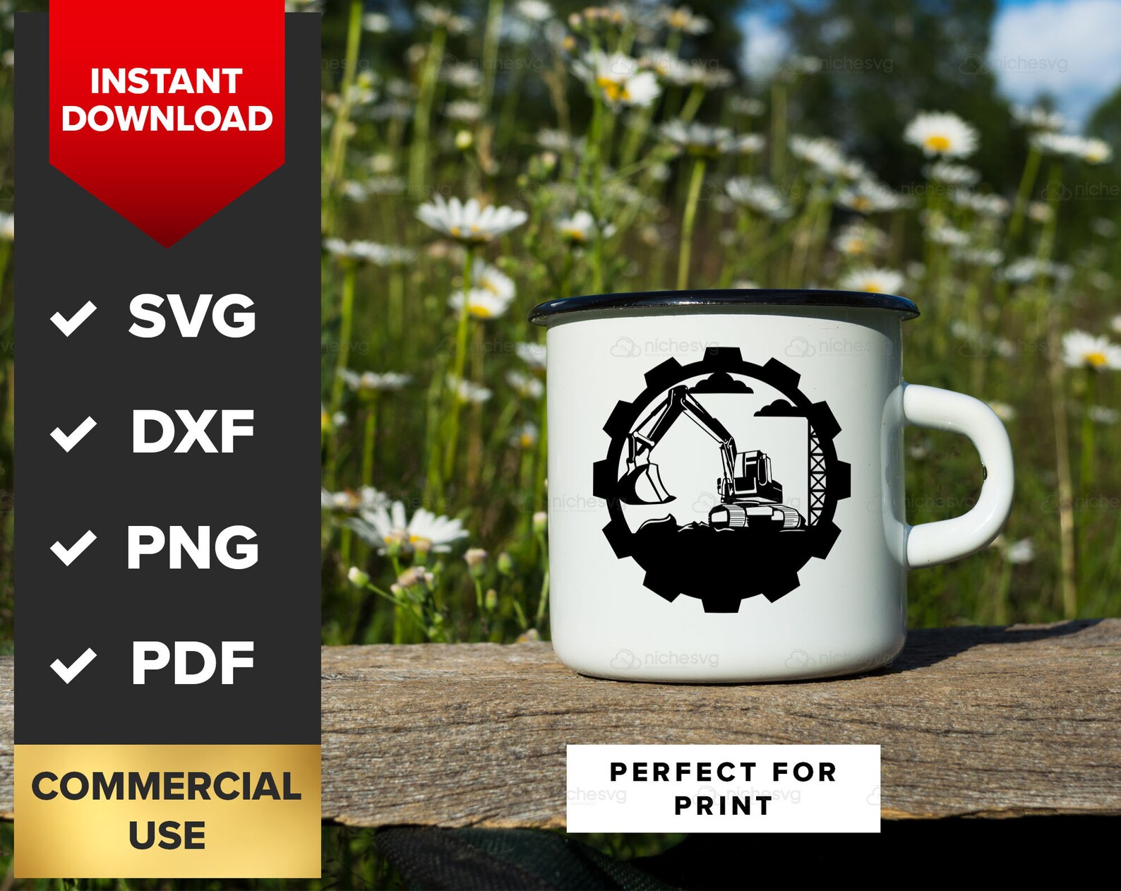 Excavator SVG, Heavy Machinery DXF, PNG Cut File, Cricut, Silhouette ...