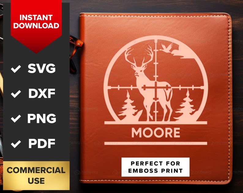 Deer Scope Monogram SVG, DXF, PNG, Hunting Monogram Cut File, Digital ...