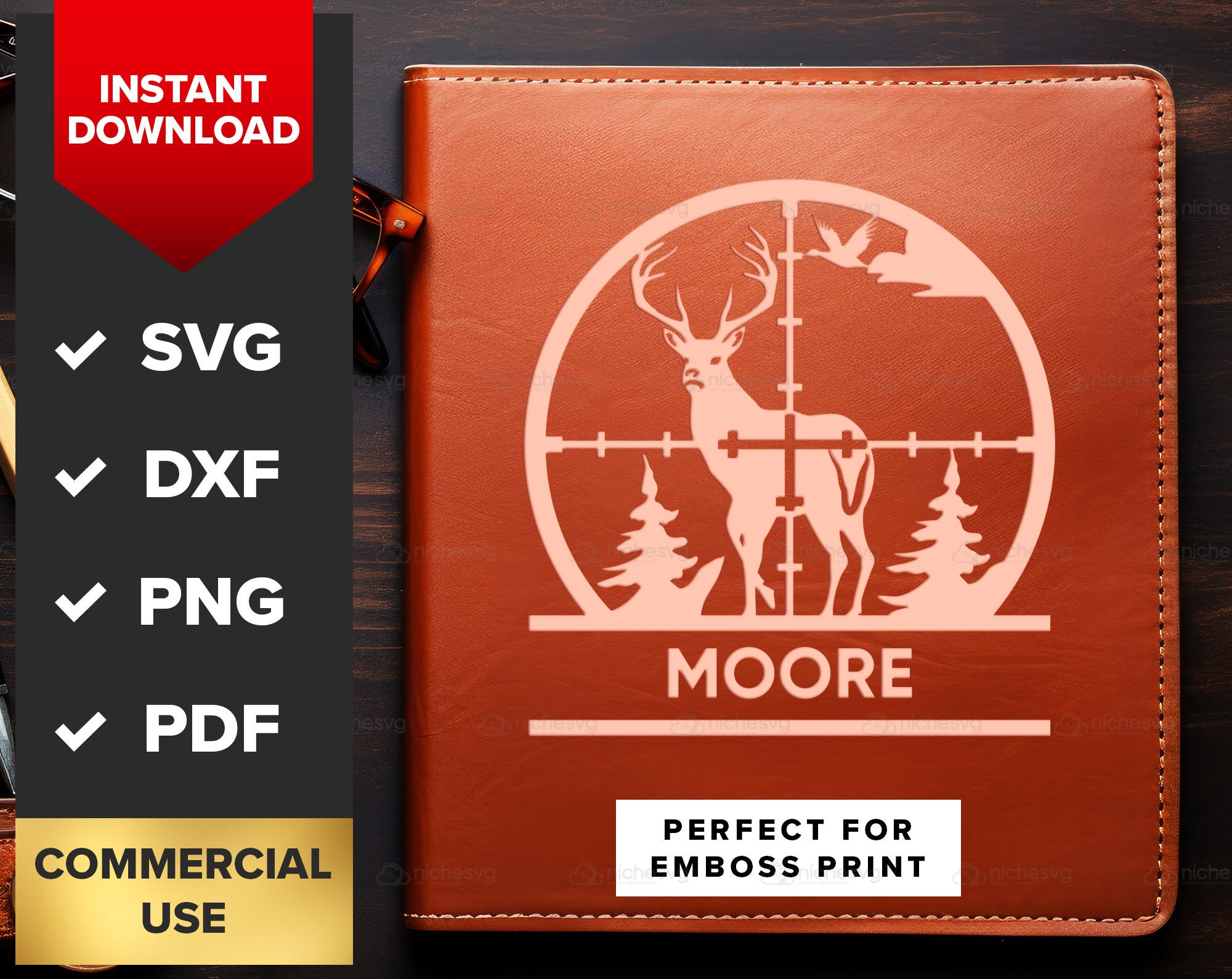 Deer Scope Monogram SVG, DXF, PNG, Hunting Monogram Cut File, Digital ...