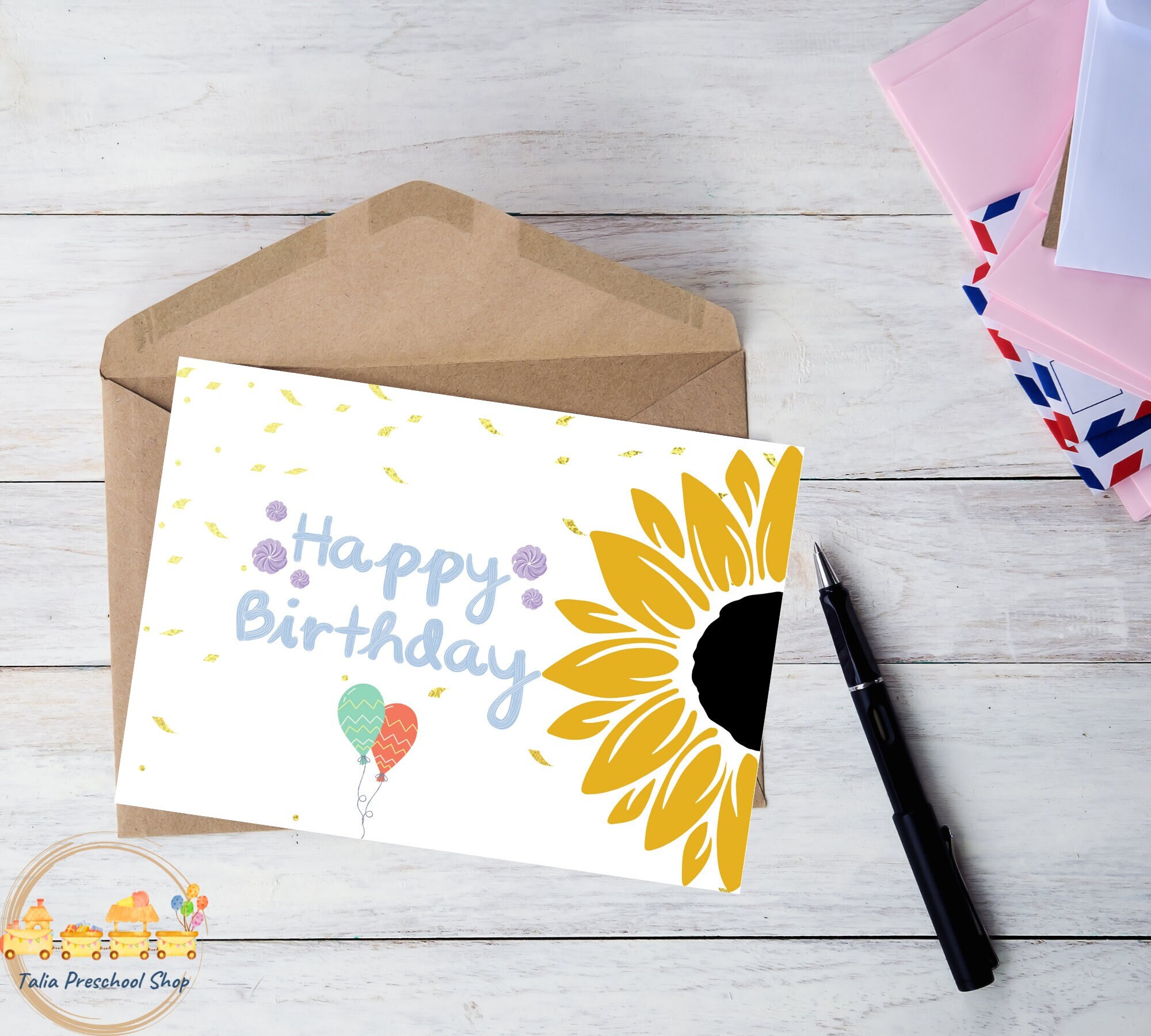 Sunflower Birthday Folded Card Printable Birthday Card - Etsy México