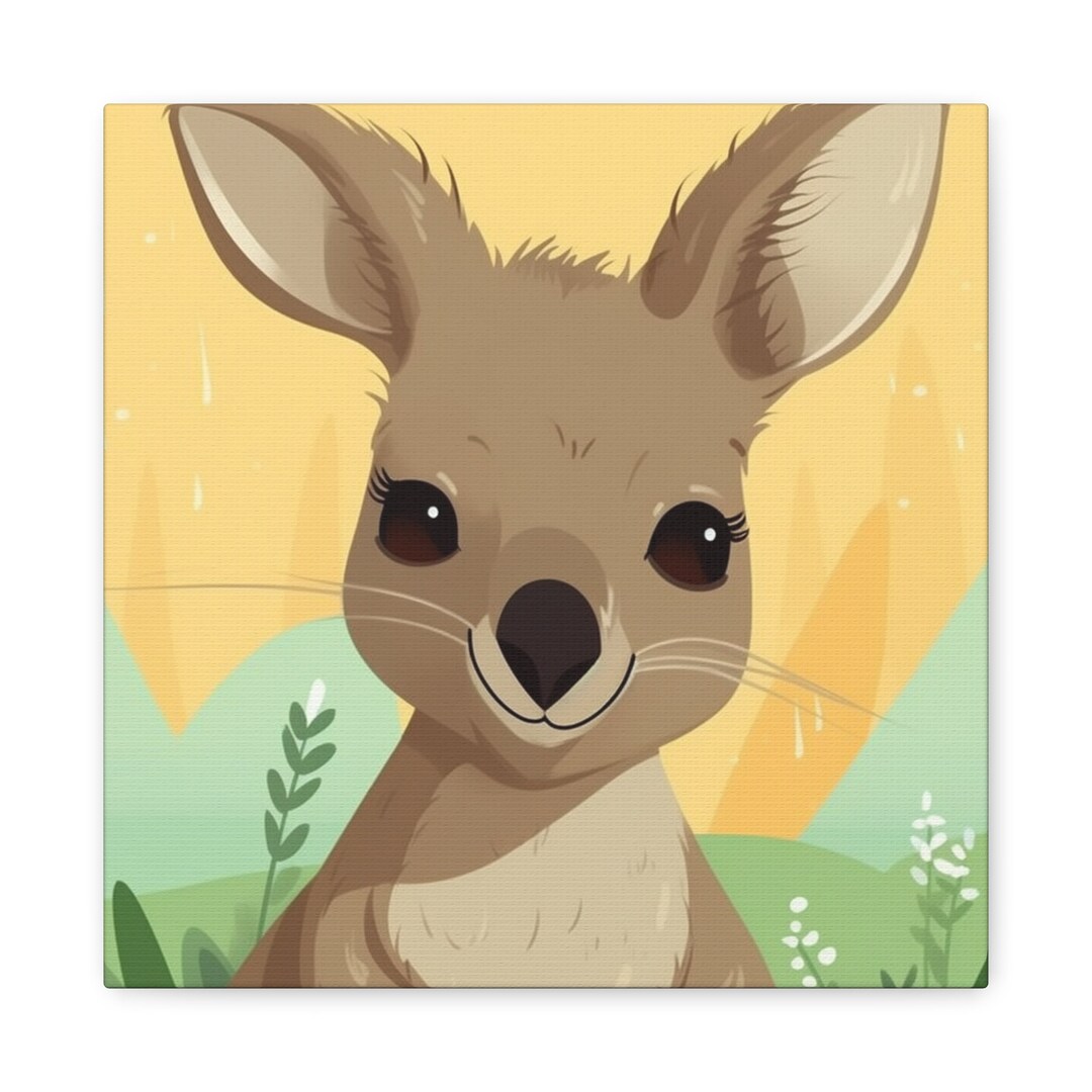 Cute Wallaby Cartoon Canvas Print Nursery Children's Art Décor - Etsy