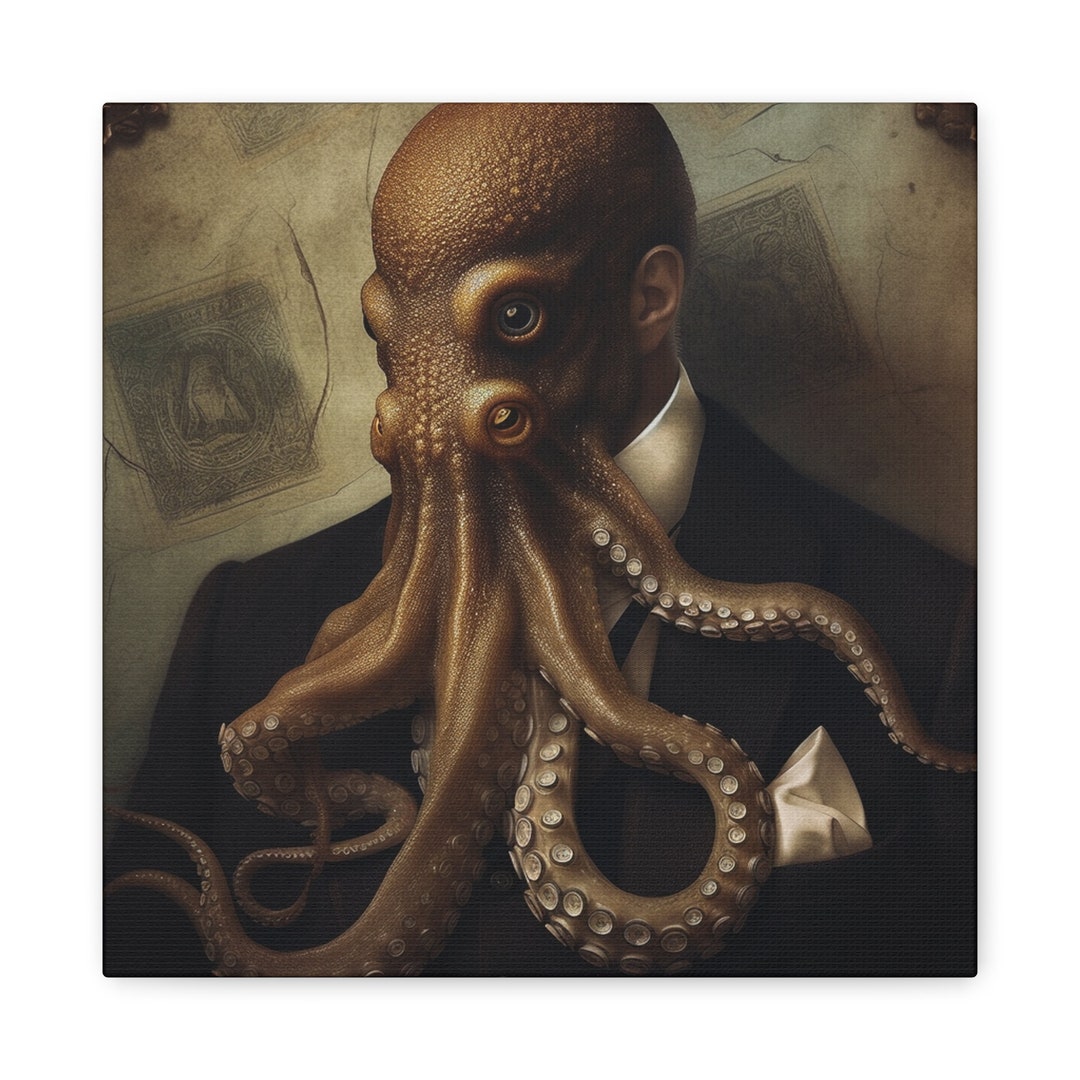 Opulent Octopus: 1800s Victorian Portrait on Stretched Canvas - Etsy