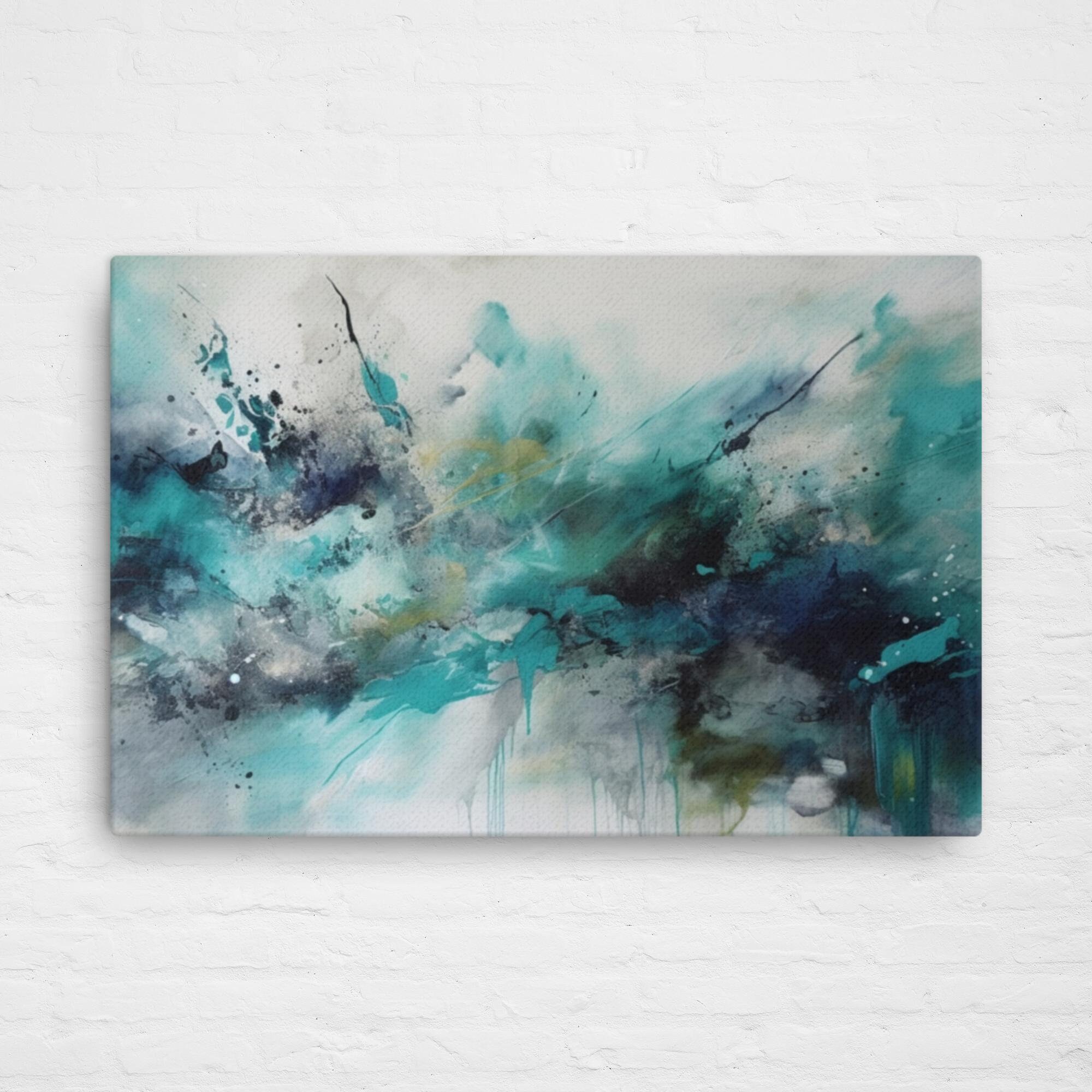 Aqua Abstract Art Aqua Abstract Painting Colourful Wall Art Canvas ...