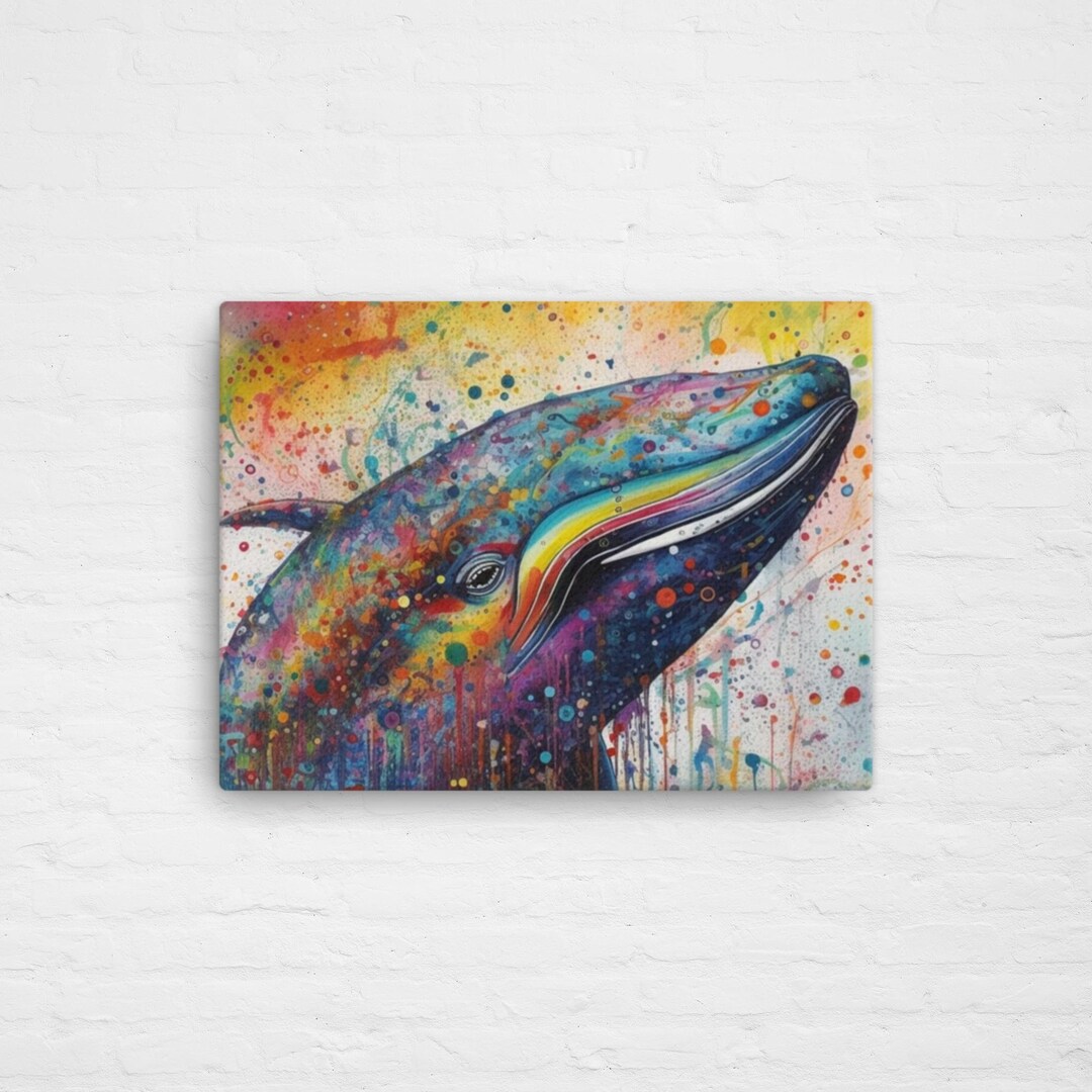 Modern Vibrant Whale Art Canvas Print - Etsy