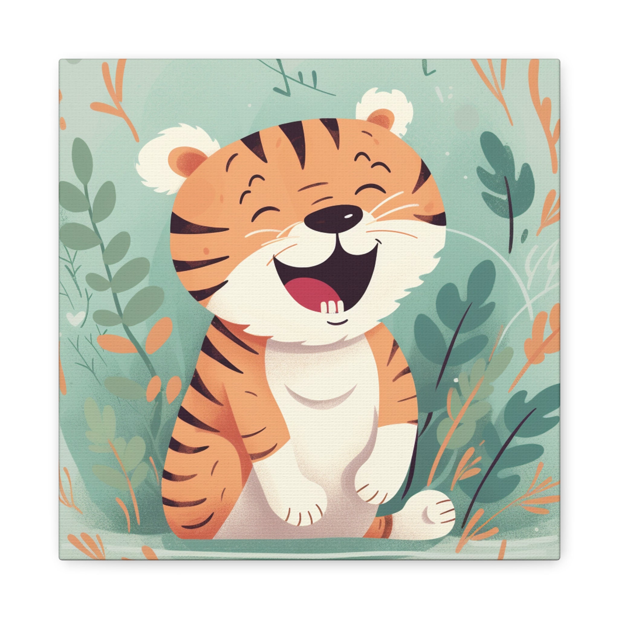 Whimsical Tiger Cartoon Canvas Print Nursery Art Childrens Bedroom - Etsy