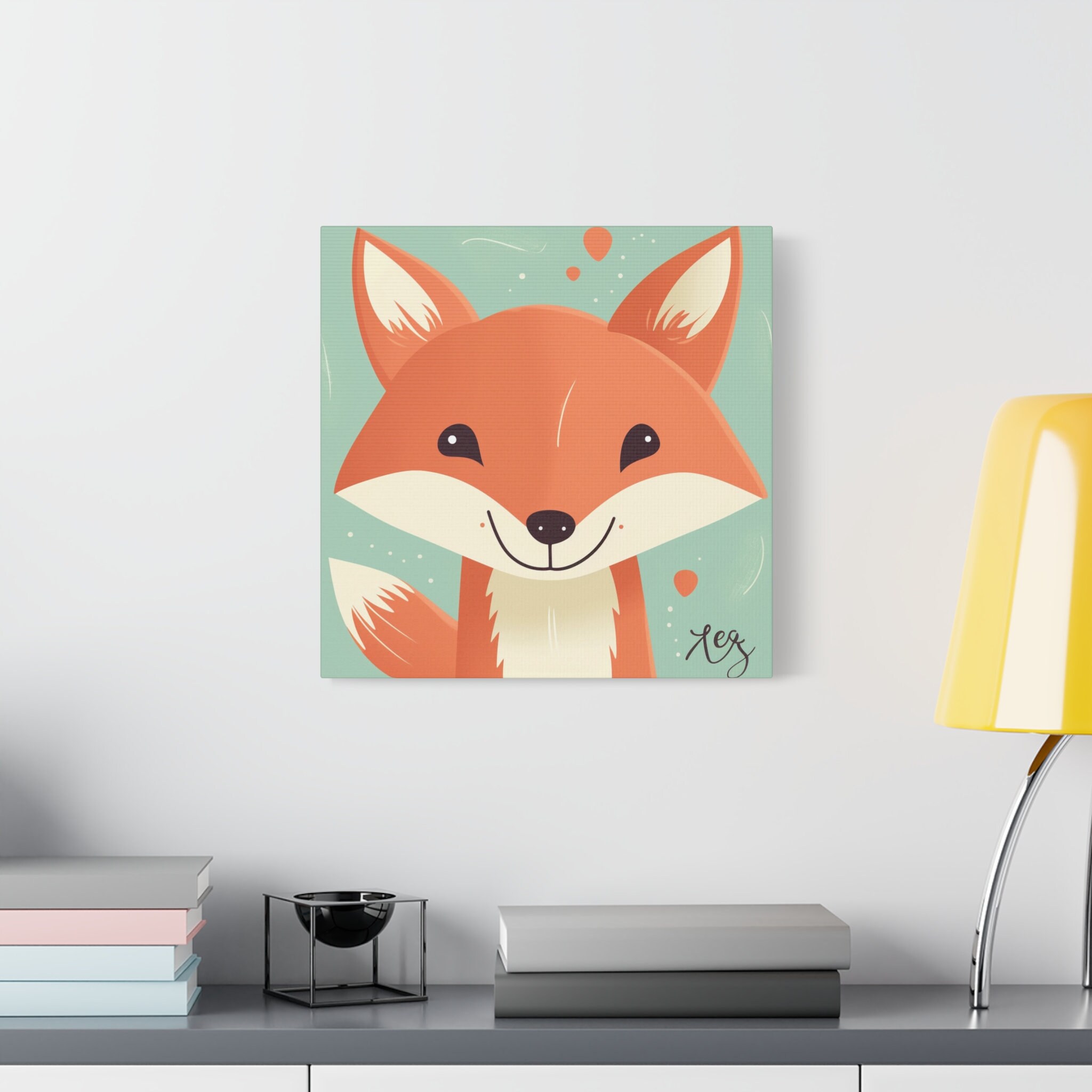 Friendly Red Fox Cartoon Nursery Art Canvas Print - Etsy