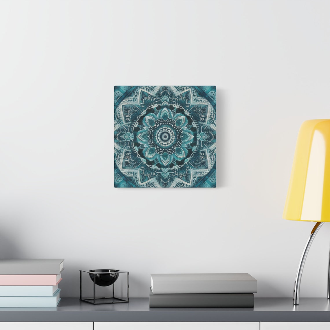 Turquoise Mandala Canvas Art Symmetrical Mandala Pattern Wall Decor - Etsy