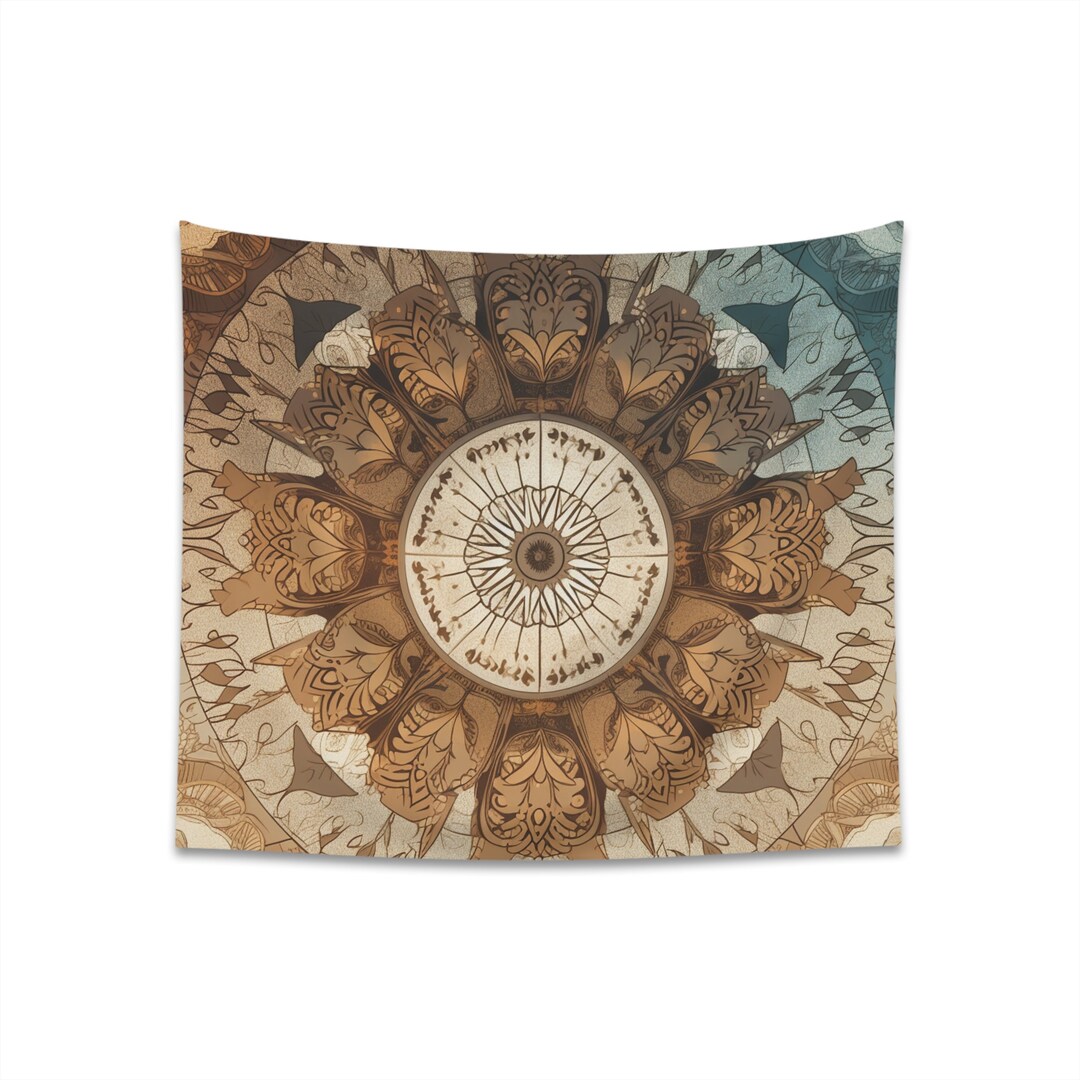 Bronze Mandala Wall Tapestry Symmetrical Design Mesmerizing Bronze ...