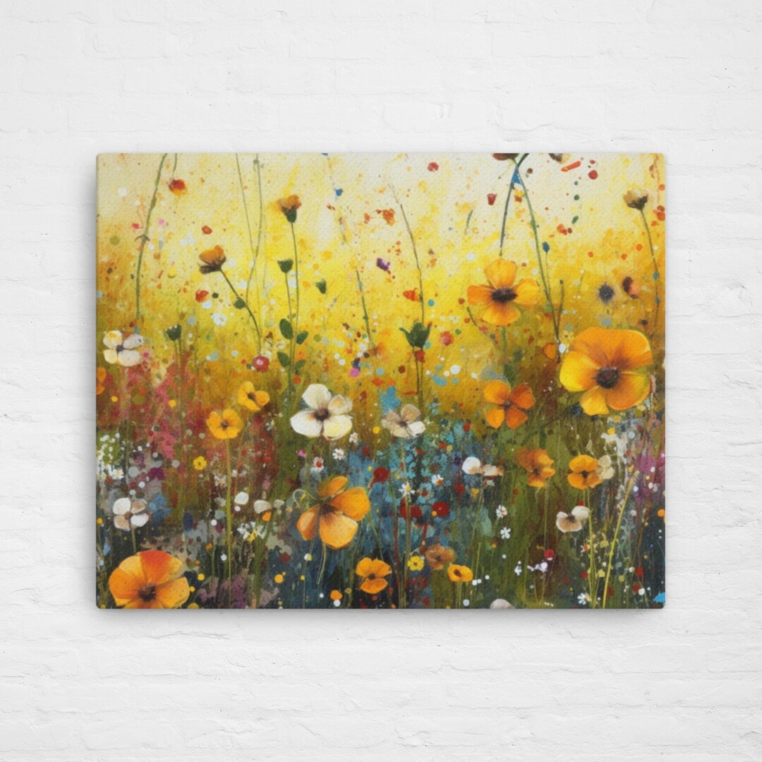 Yellow Flower Art Landscape Design Wall Art Floral Fields Meadow Poster ...