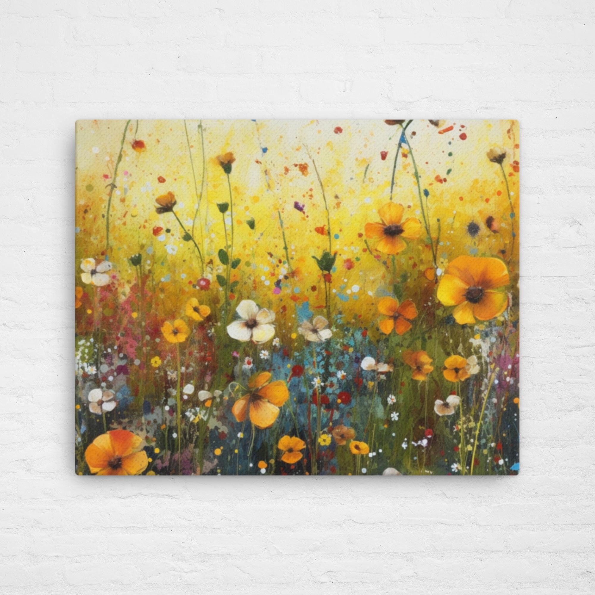 Yellow Flower Art Landscape Design Wall Art Floral Fields Meadow Poster ...
