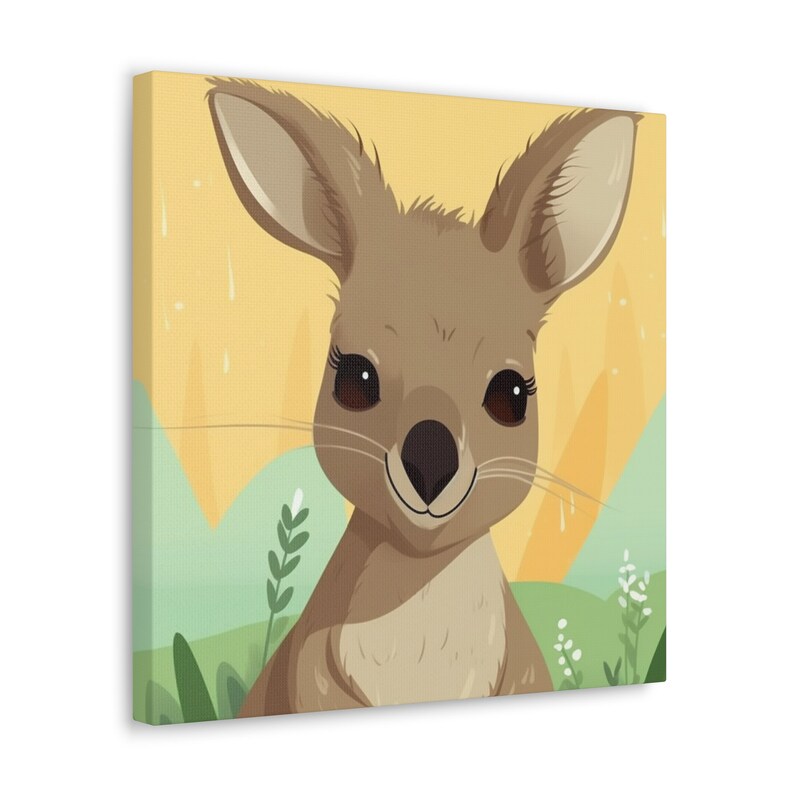 Cute Wallaby Cartoon Canvas Print Nursery Children's Art Décor - Etsy