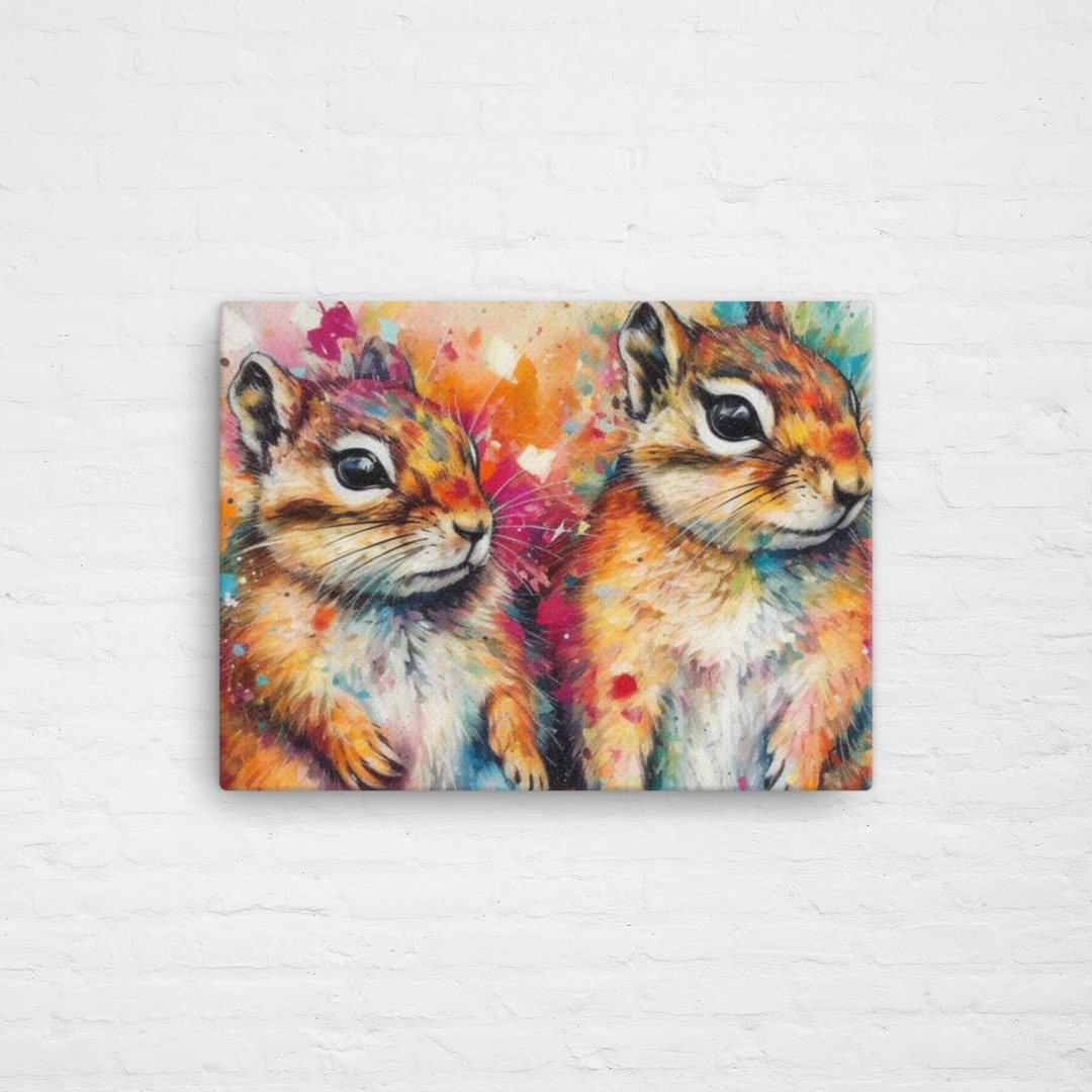 Modern Vibrant Chipmunks Art Canvas Print - Etsy