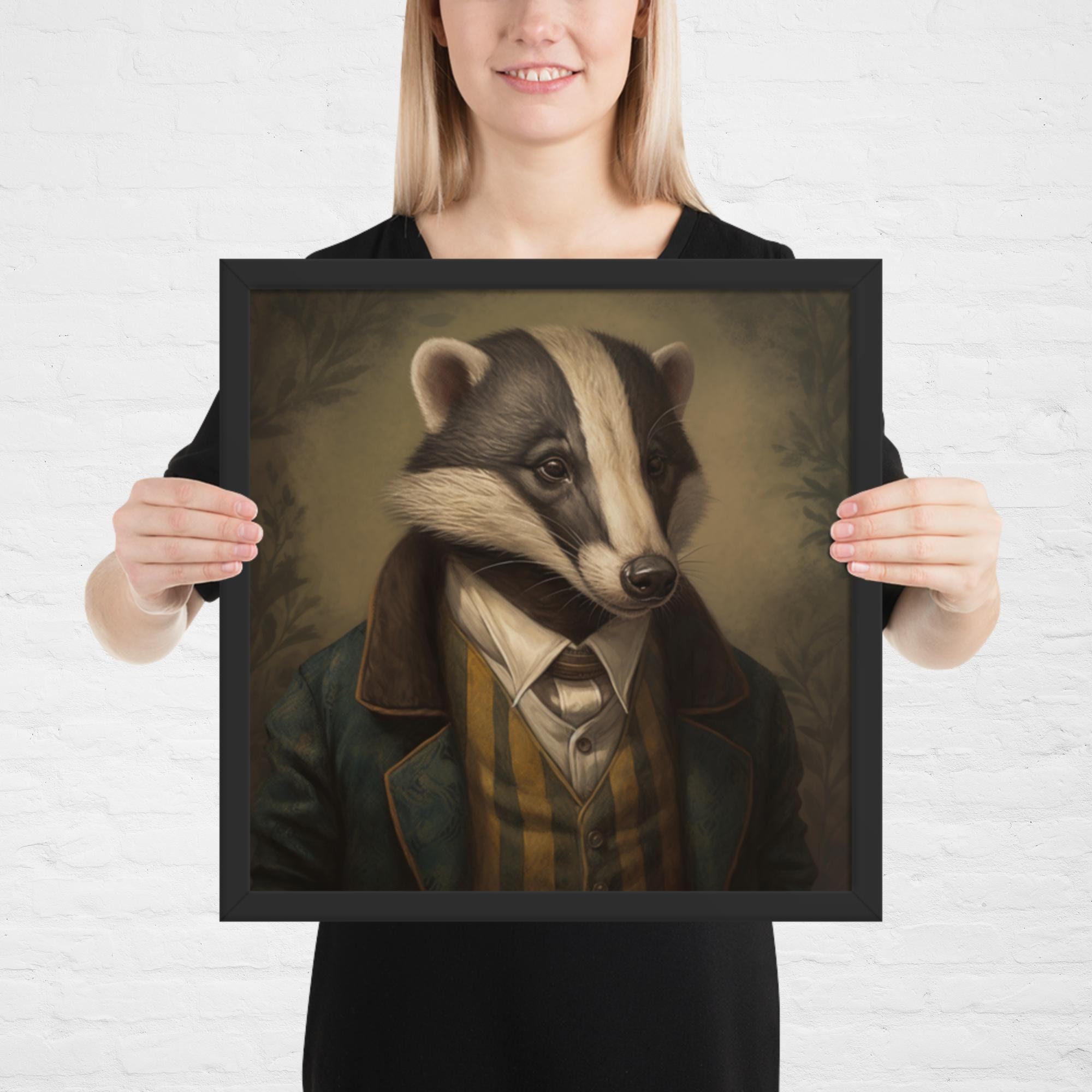 Badger in a Suit Animal Art Animal in a Suit Victorian 1800s Framed ...