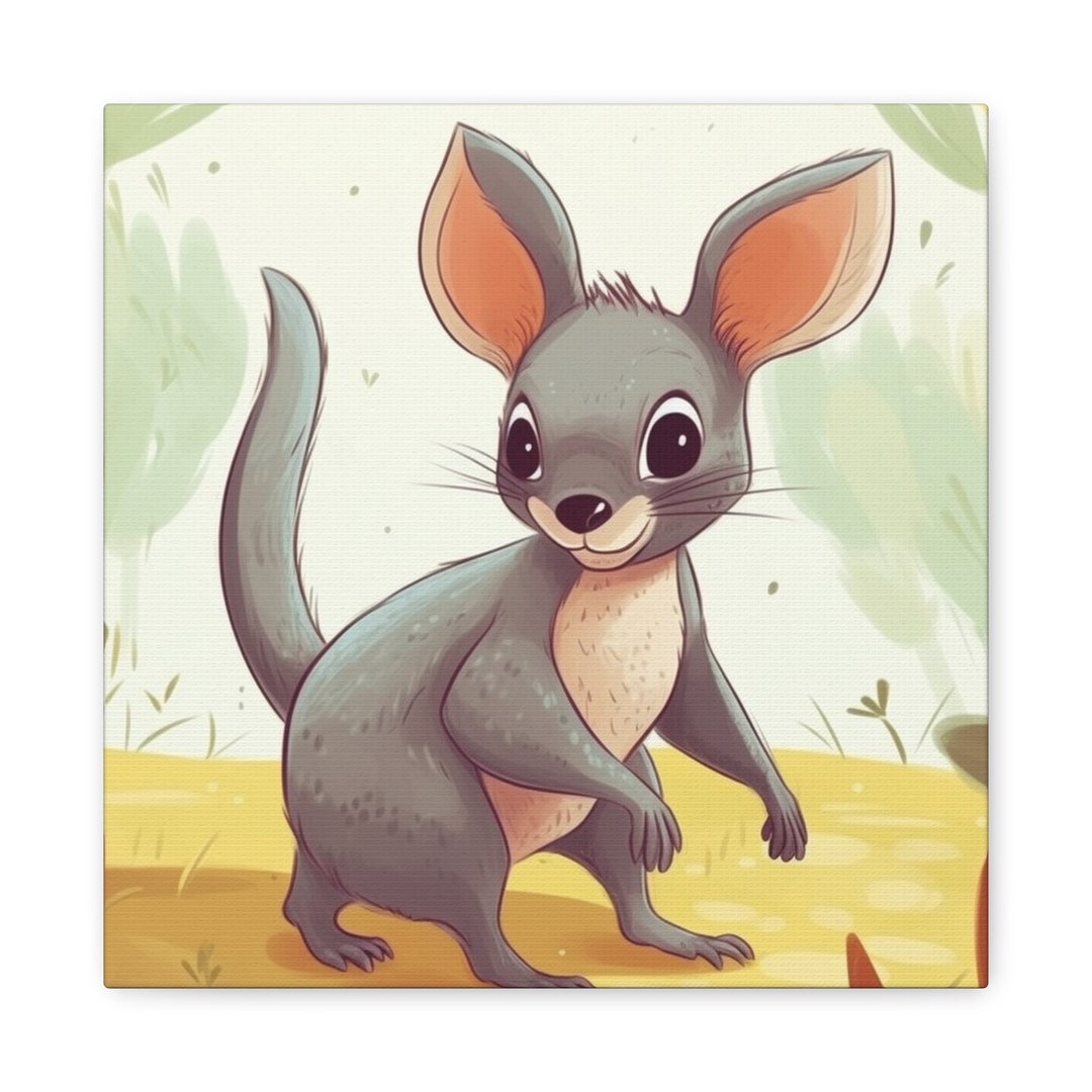 Wallaby Nursery Cartoon Canvas Print Kids Room Art Decoration - Etsy